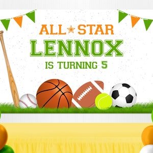 All Star Backdrop, Printable Sports Backdrop, Football Basketball ...
