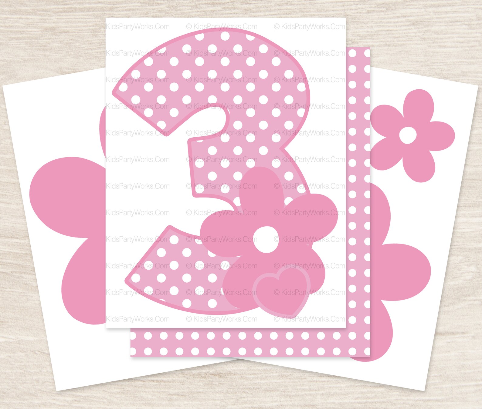 Girl Centerpiece Printable Number 3 Printable Girl Birthday - Etsy