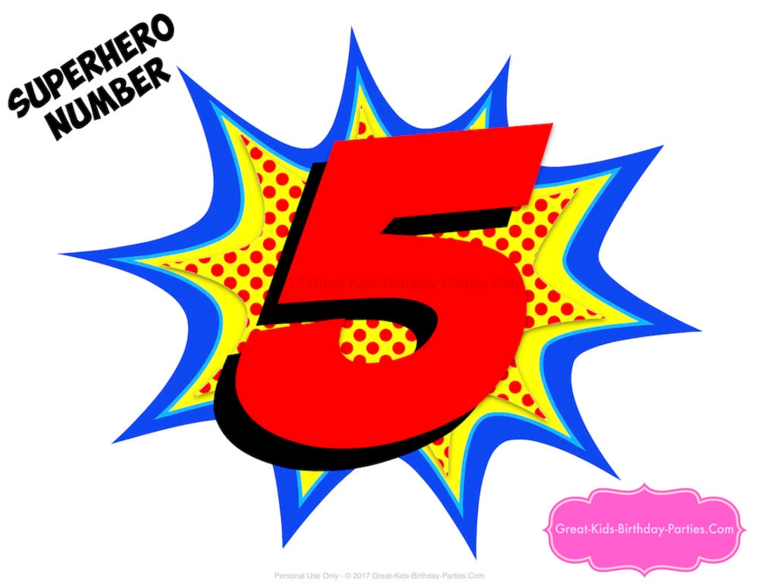 SUPERHERO NUMBER 5 - Superhero Printables - Number 5 - Superhero ...