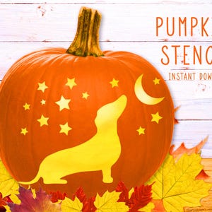 Dog Pumpkin Stencil, Dachshund Printable Stencil, Jack O' Lantern ...