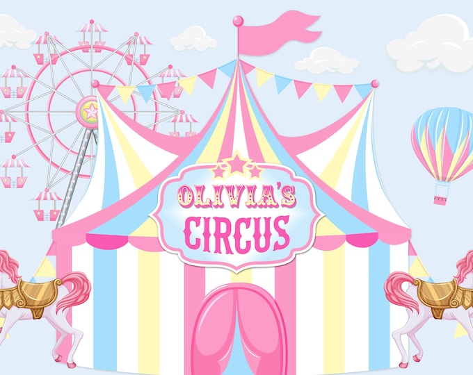 Pink Pastel Circus Backdrop,girl Pastel Carnival Birthday Backdrop,baby ...