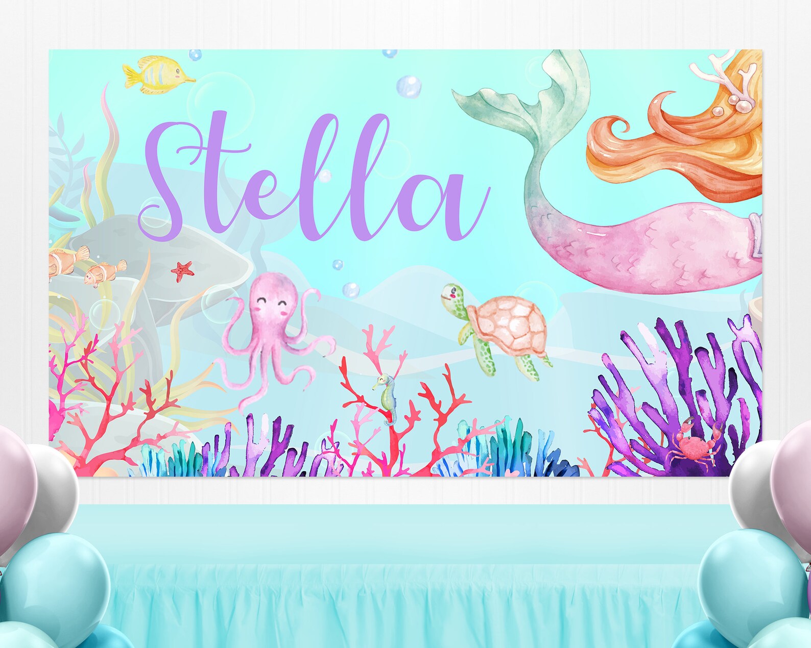 Mermaid Backdrop Mermaid Birthday Mermaid Party Mermaid - Etsy