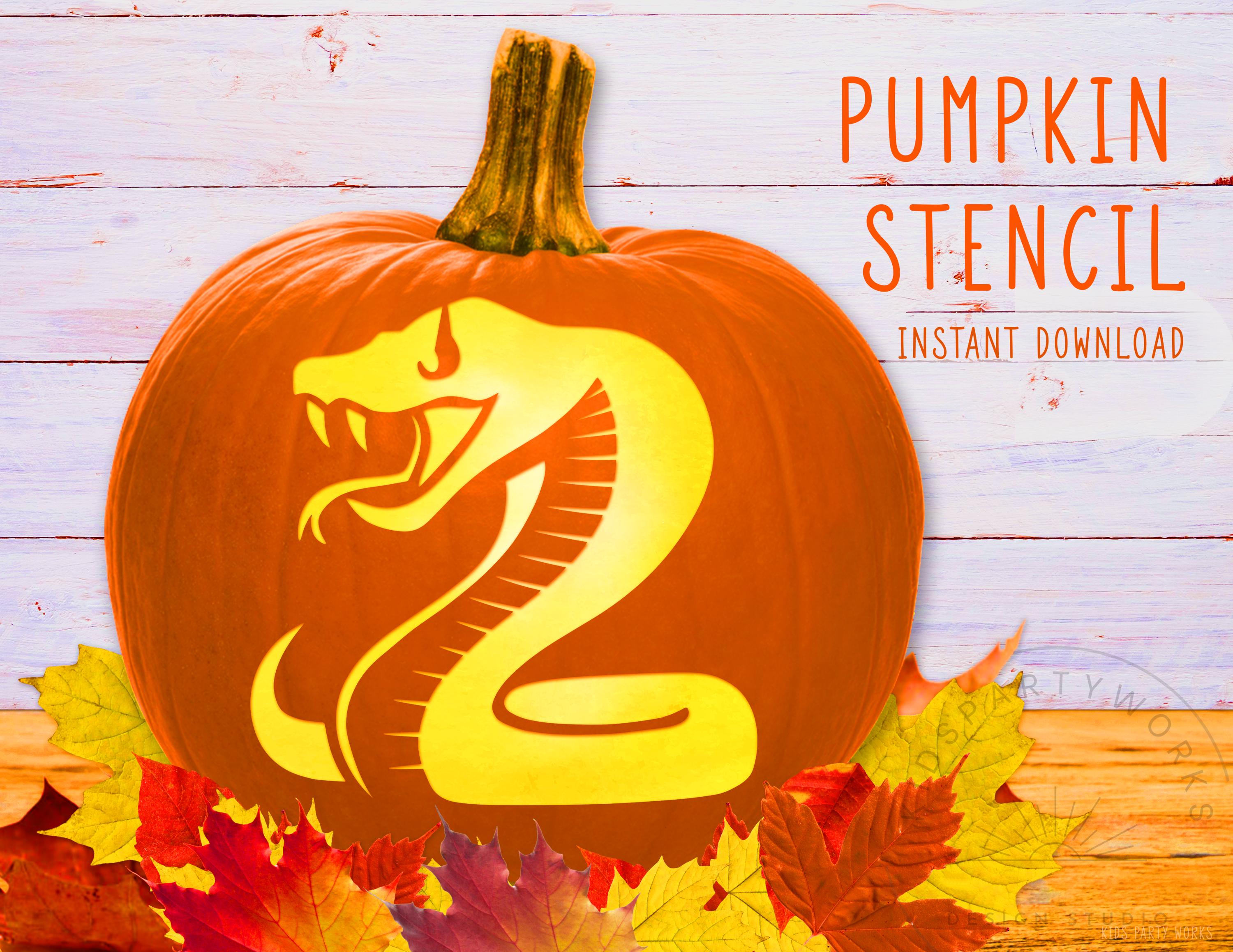 Snake Pumpkin Stencil, Cobra Snake Printable Pumpkin Stencil, Jack O ...
