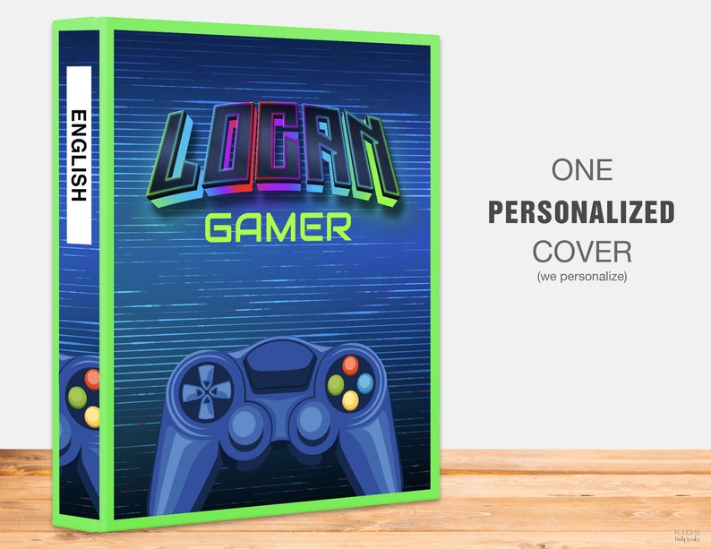 Kids Printable BINDER COVERS, Gamer Binder Covers, 1 Personalized Cover ...