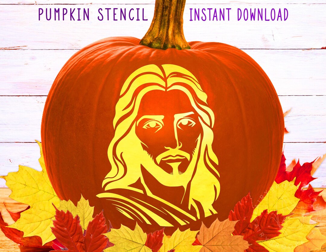 Jesus Pumpkin Stencil, Jesus Christ PRINTABLE Stencil Christian Jack O ...