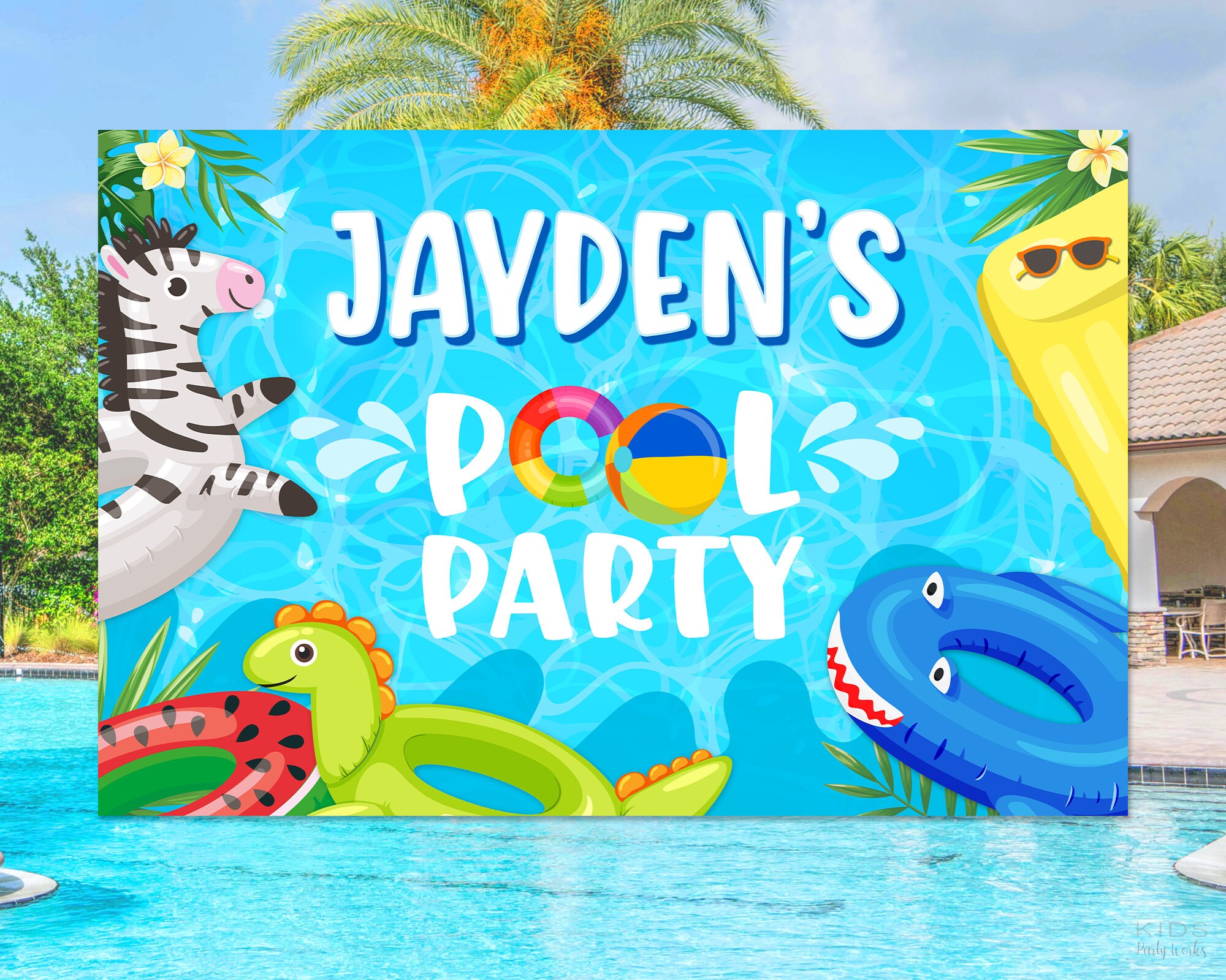 Pool Party Backdrop | Pool Party Decoration | Pool Birthday Party ...