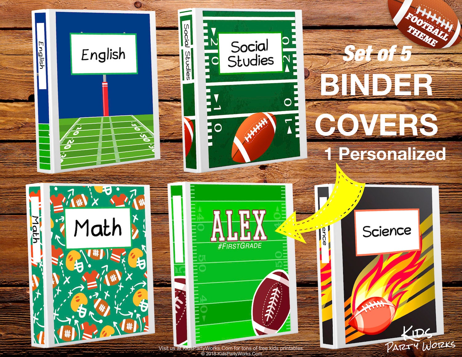 PRINTABLE BINDER COVERS-1 Personalized Binder Cover-football | Etsy