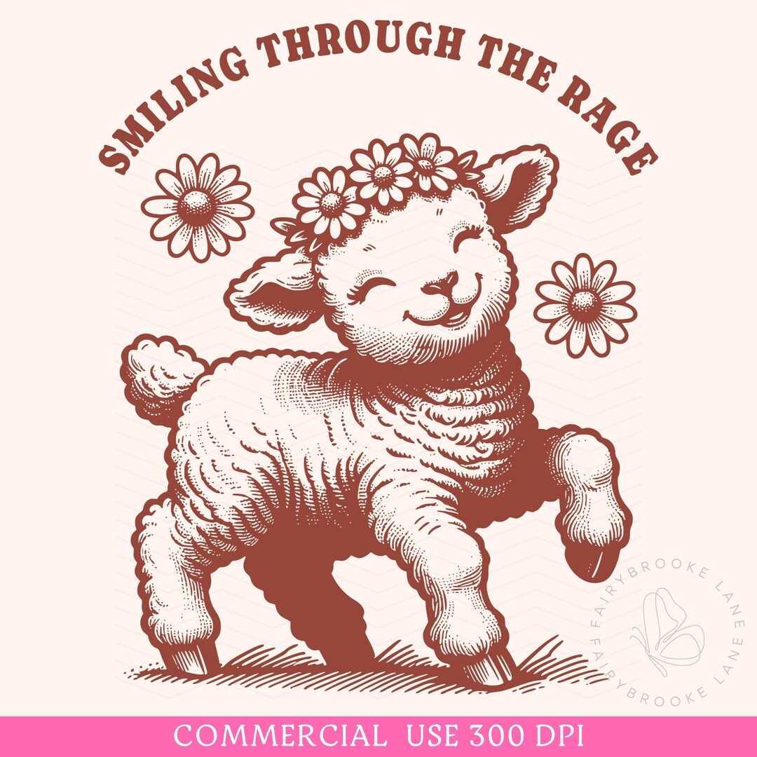 Smiling Through the Rage Png, Funny Shirt Png, Lamb Sheep Shirt Png ...
