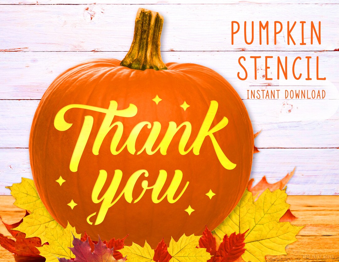 Thank You Pumpkin Stencil, Thanks Printable Pumpkin Stencil, Jack O ...