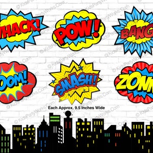 Superhero Word Bubbles - Superhero Birthday - Superhero Party ...