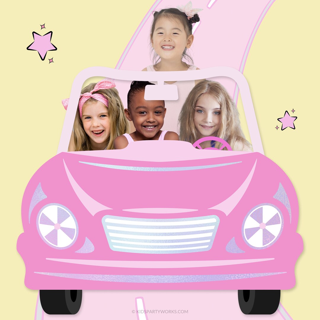 Car Photo Booth Prop, Drive-in Movie Prop, Kids Pink Retro Convertible ...