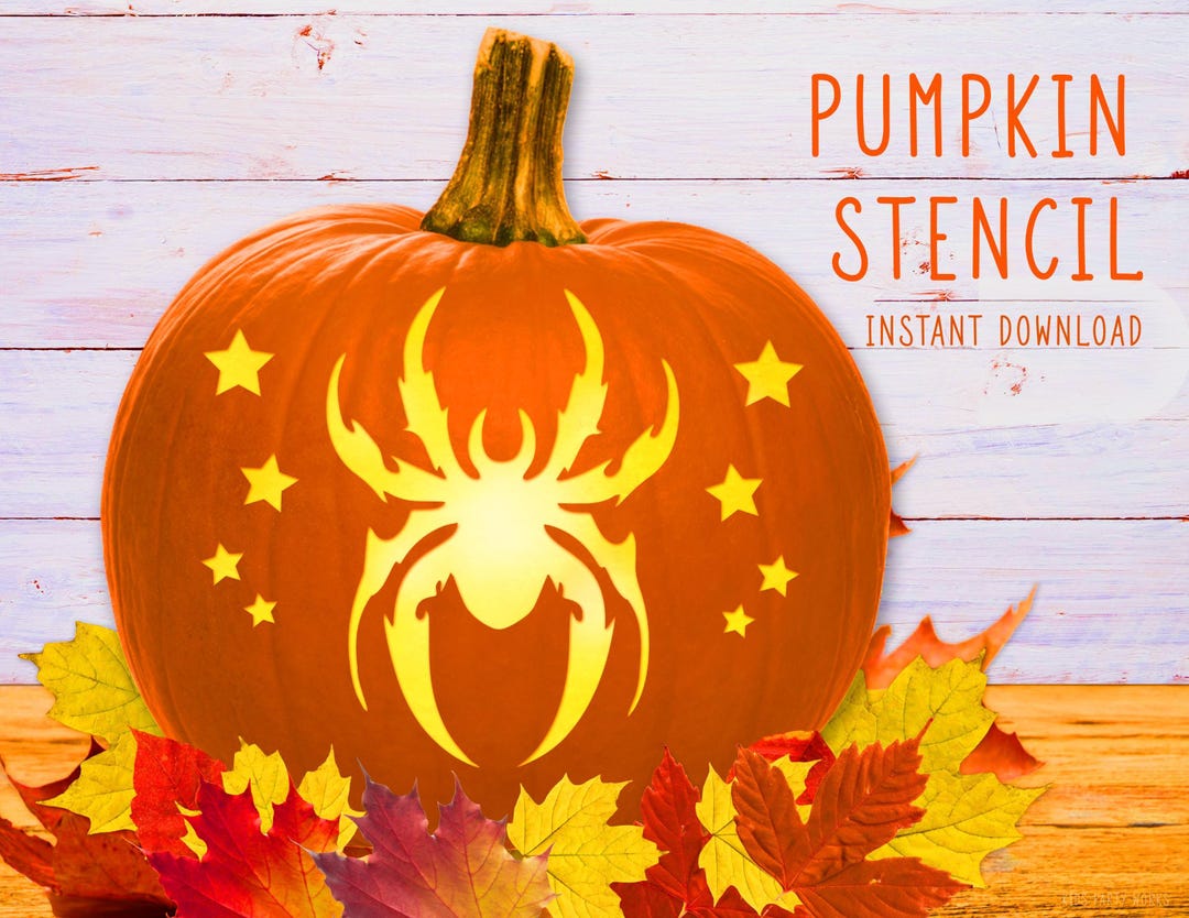 Spider Pumpkin Stencil, Halloween Pumpkin PRINTABLE Stencil, Spider ...
