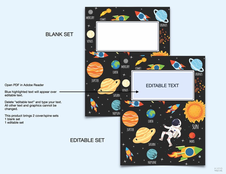 Kids Printable BINDER COVERS Outer Space Binder Covers 1 - Etsy
