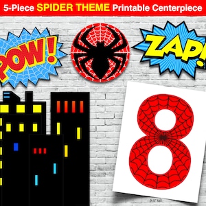 Spider Printable NUMBER 8 Centerpiece, Instant Download, Spider Theme ...