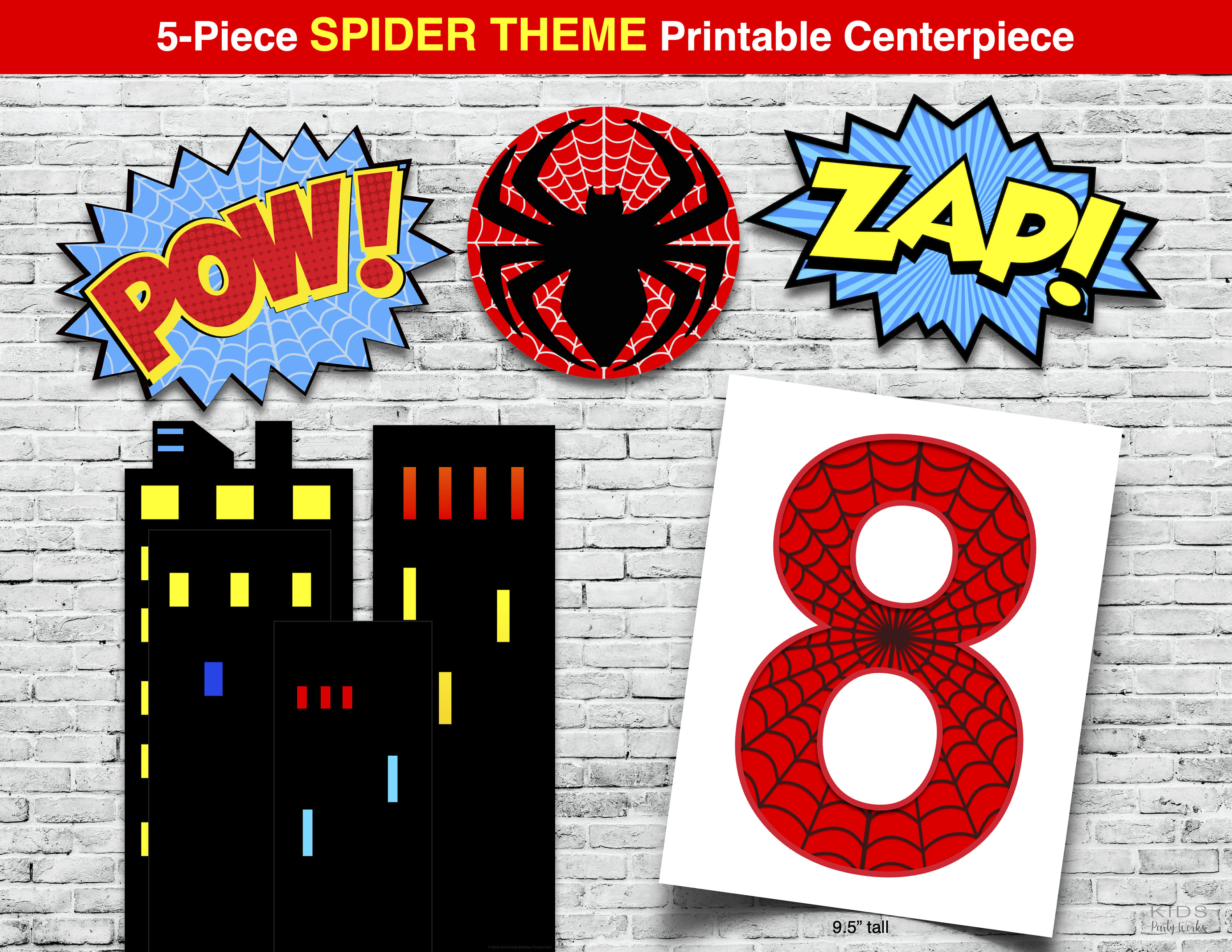 Spider Printable NUMBER 8 Centerpiece Instant Download | Etsy