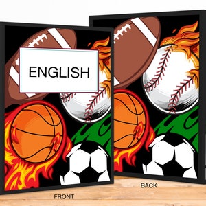 BINDER COVERS Printable EDITABLE, Boys Sports Binder Covers, Kids ...