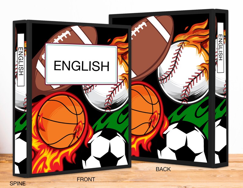 BINDER COVERS Printable EDITABLE, Boys Sports Binder Covers, Kids ...