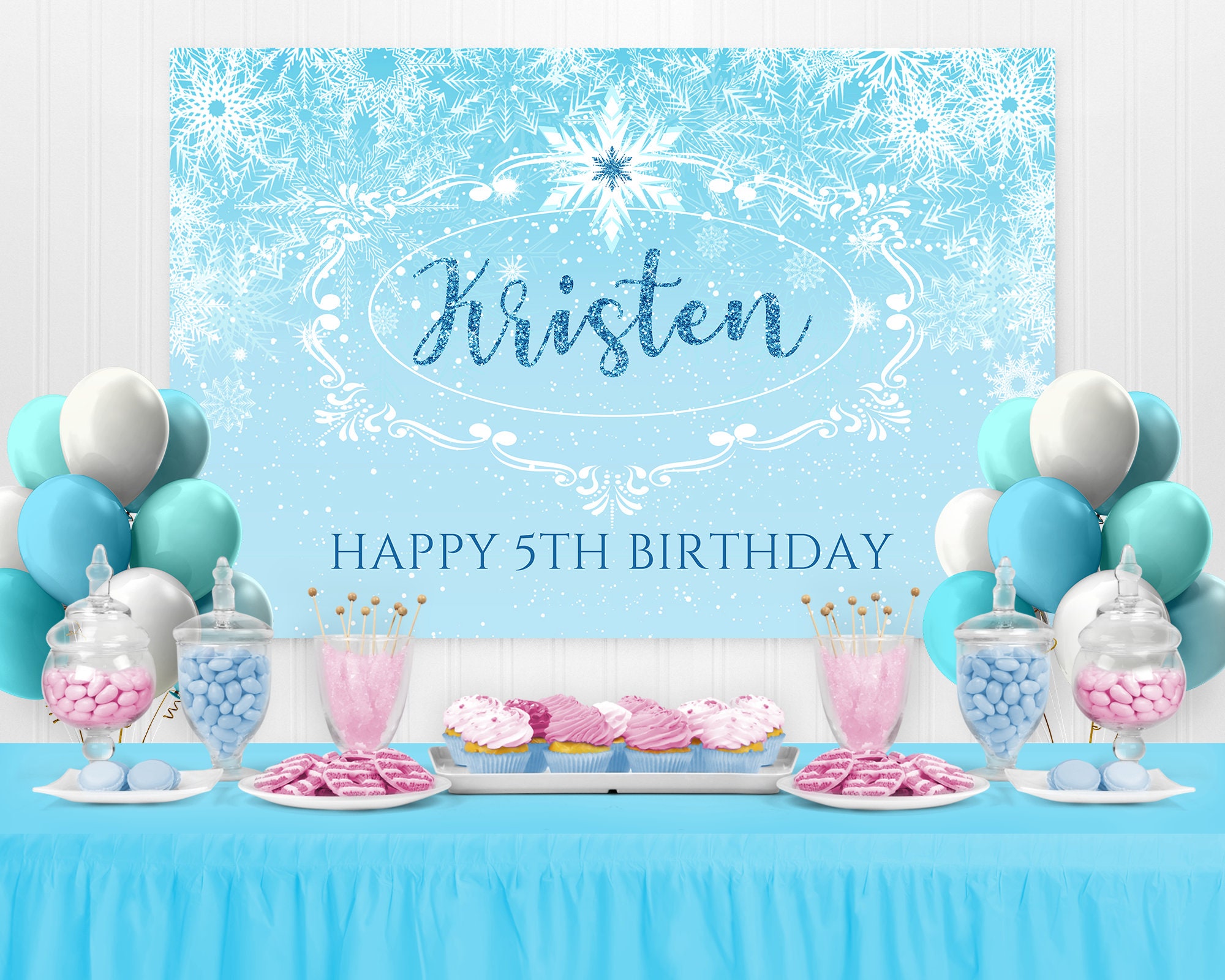 Frozen Ice Backdrop Ice Princess Birthday Snow Party Banner - Etsy