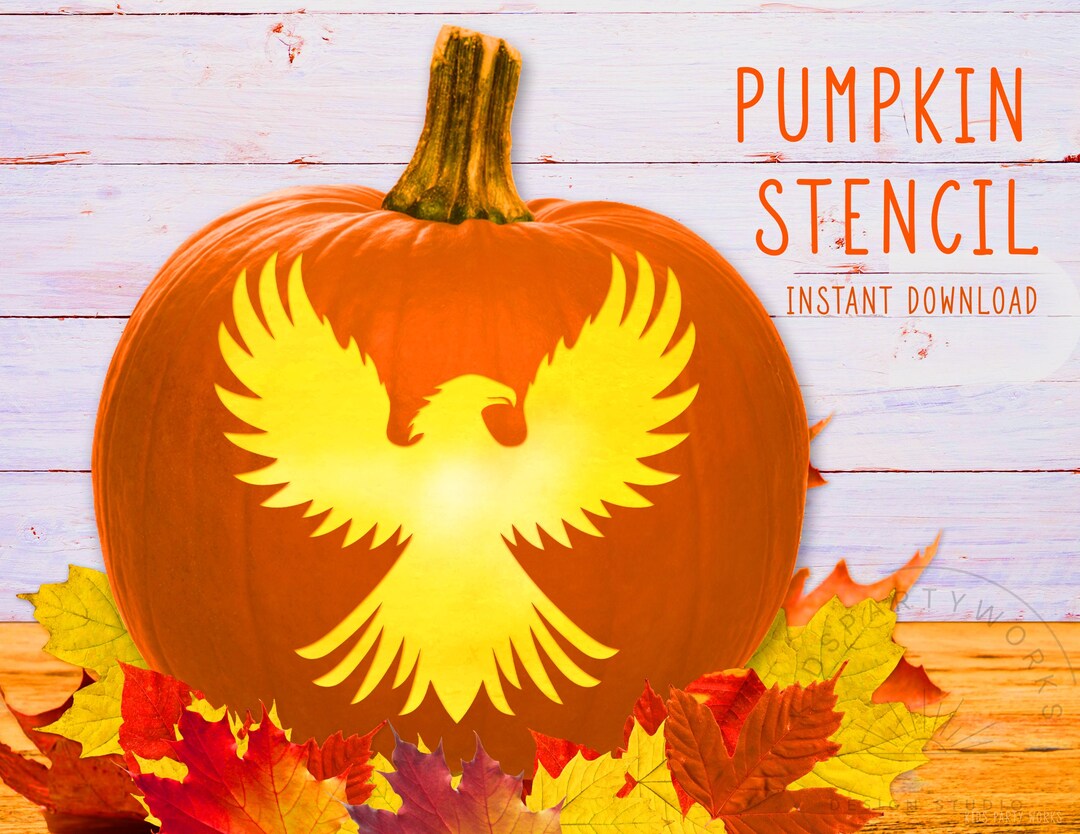 Eagle Pumpkin Stencil, Bird Printable Stencil, Bird Jack O' Lantern ...