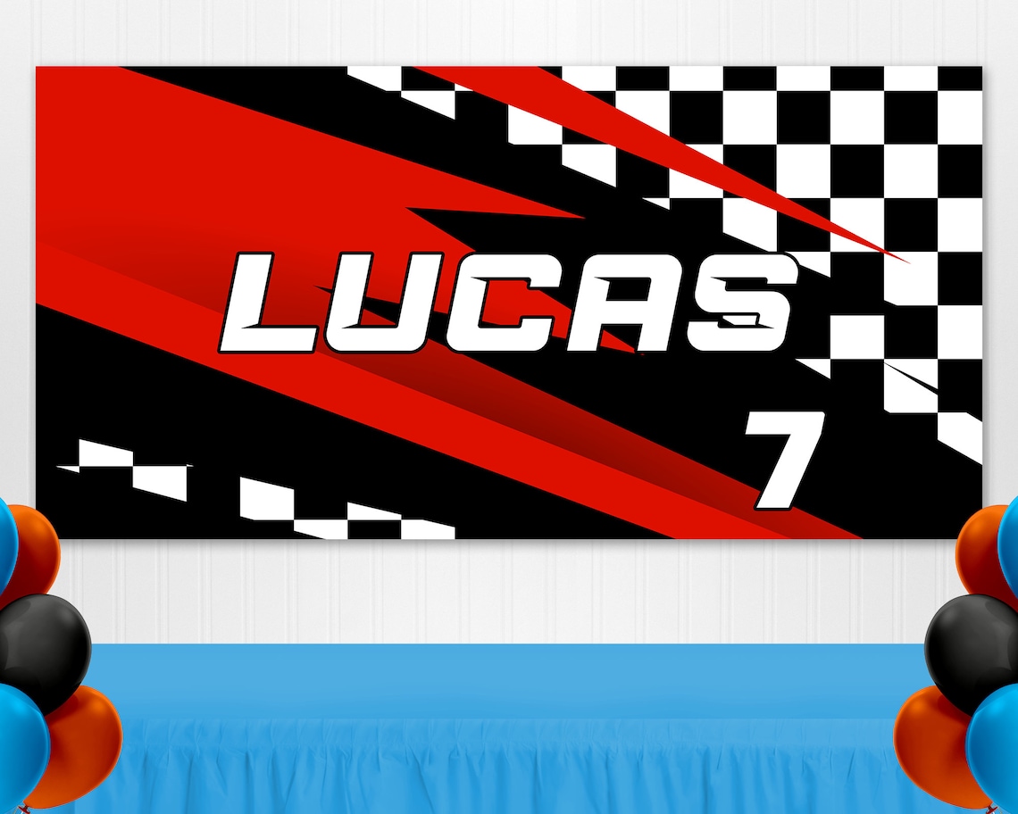 Race Car Backdrop Racing Birthday Banner Boy Birthday Race - Etsy