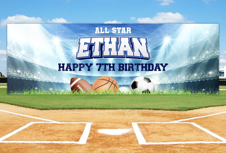 All Star Backdrop, Printable Sports Backdrop, Football Basketball ...