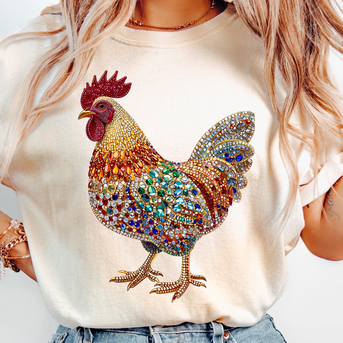 Faux Rhinestone Chicken PNG, Rooster Hen Clipart, Crystal Farmhouse ...