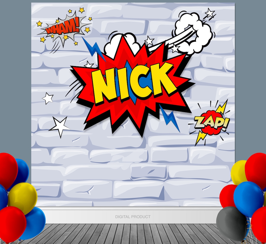 Superhero Birthday Backdrop, Superhero Background, Party Decorations ...