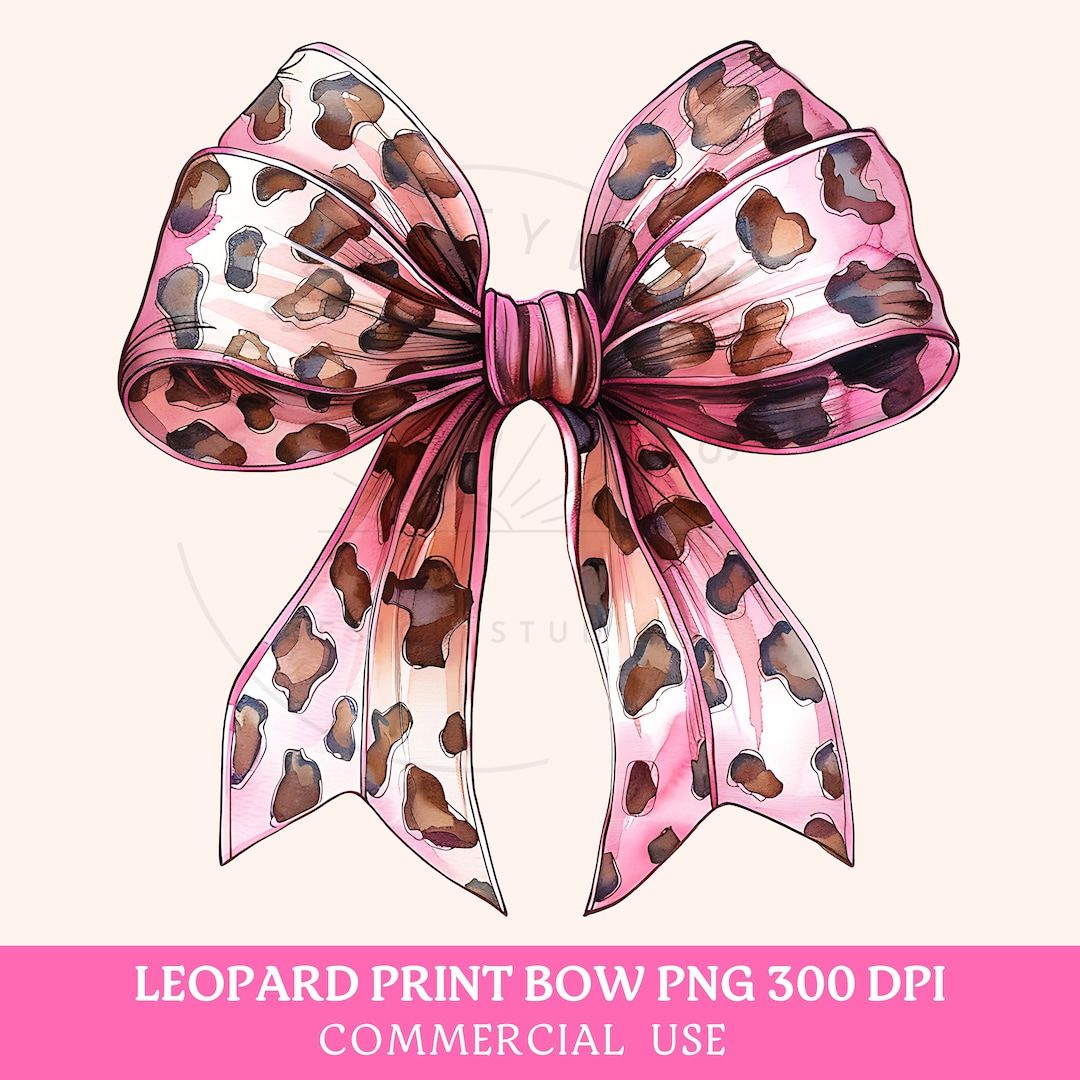 Coquette Bow PNG, Leopard Print Bow PNG, Pink Leopard Bow Sublimation ...