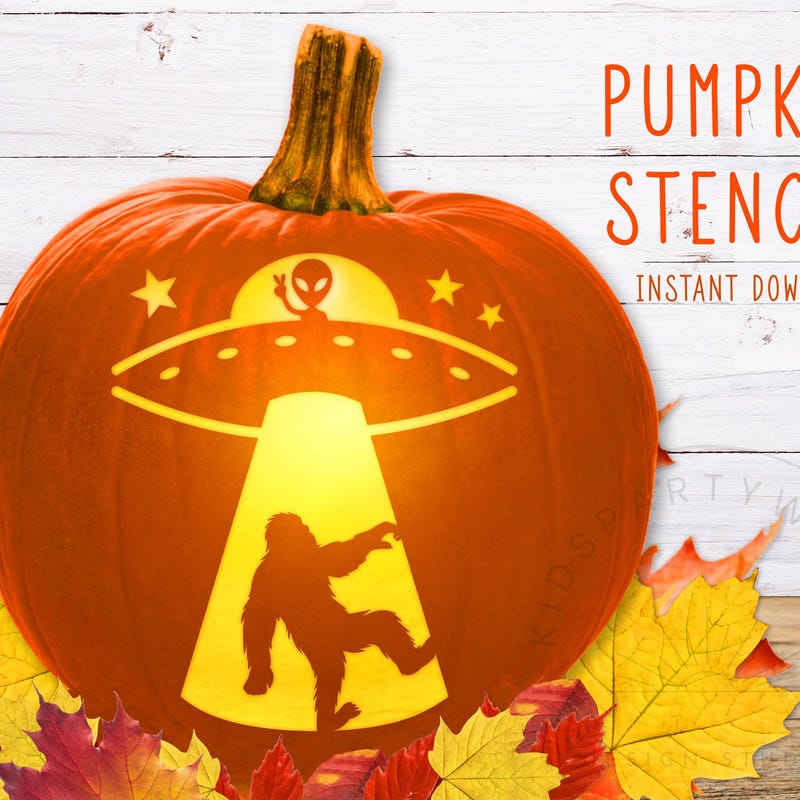 Alien Pumpkin Carving Stencil - Etsy