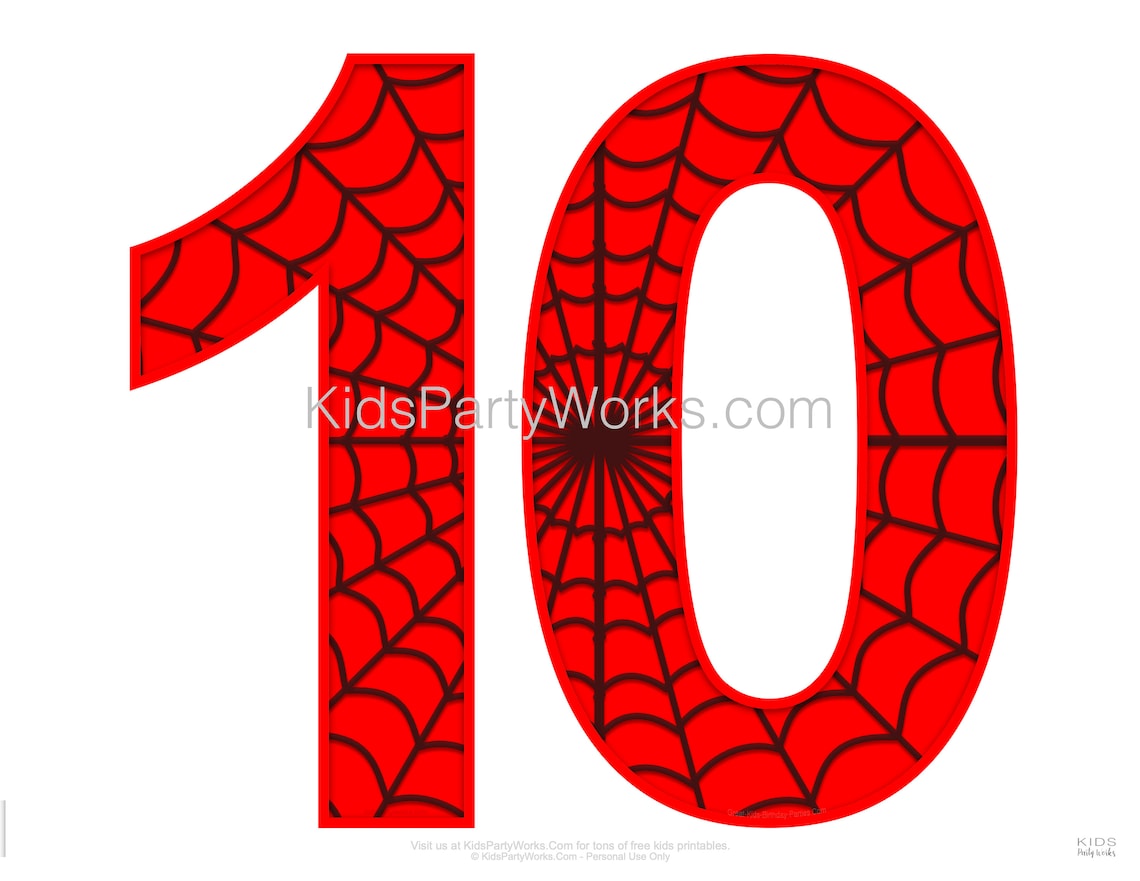 Superhero Printable NUMBER 10 Centerpiece, Instant Download, Spider ...