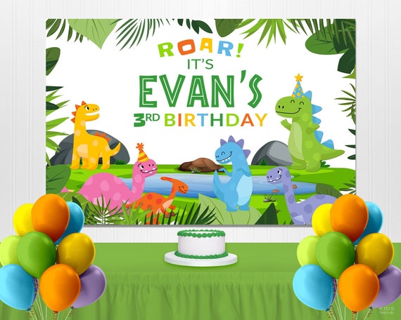 Dinosaur Backdrop, Dinosaur Birthday, Dinosaur Party, Dinosaur Banner ...