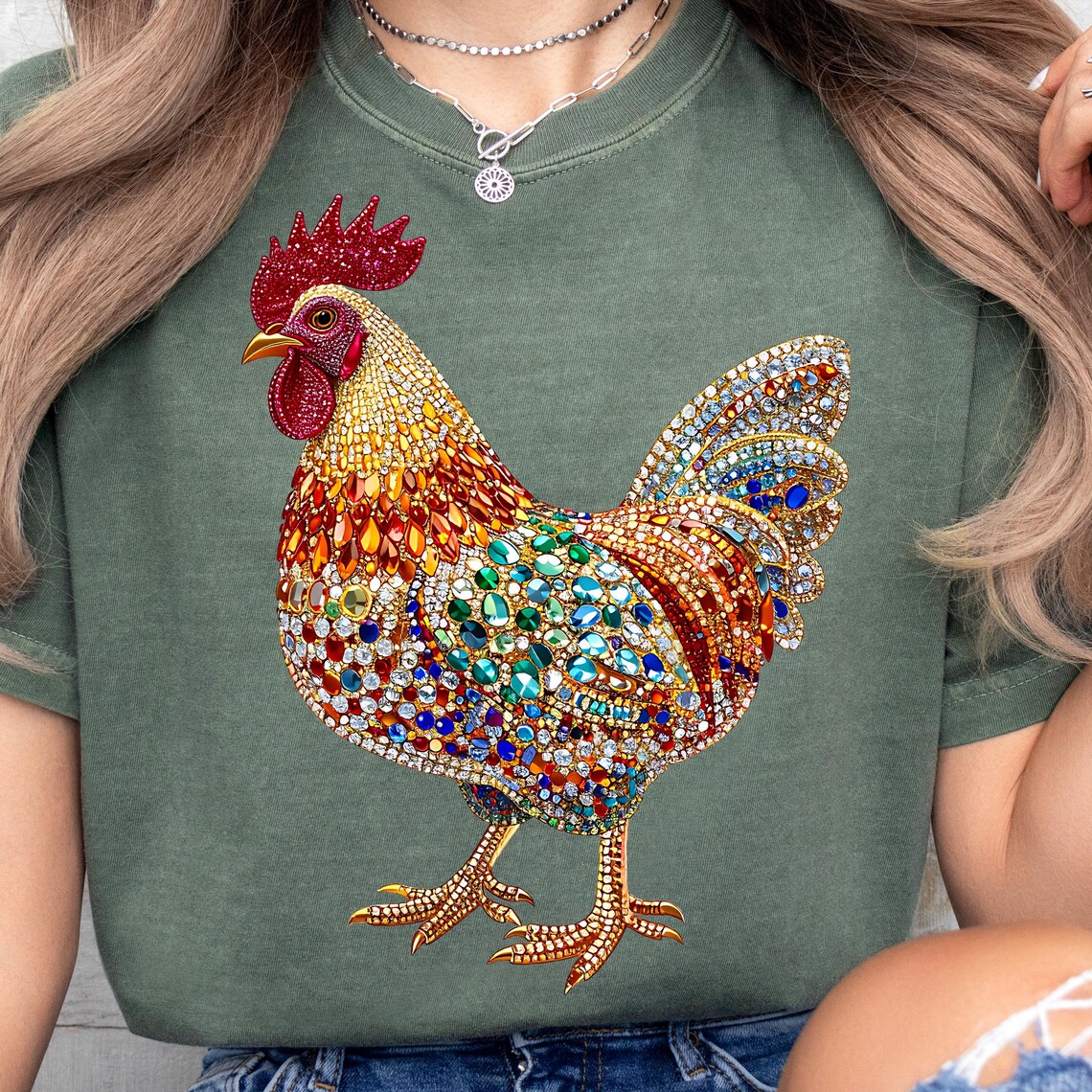 Faux Rhinestone Chicken PNG, Rooster Hen Clipart, Crystal Farmhouse ...