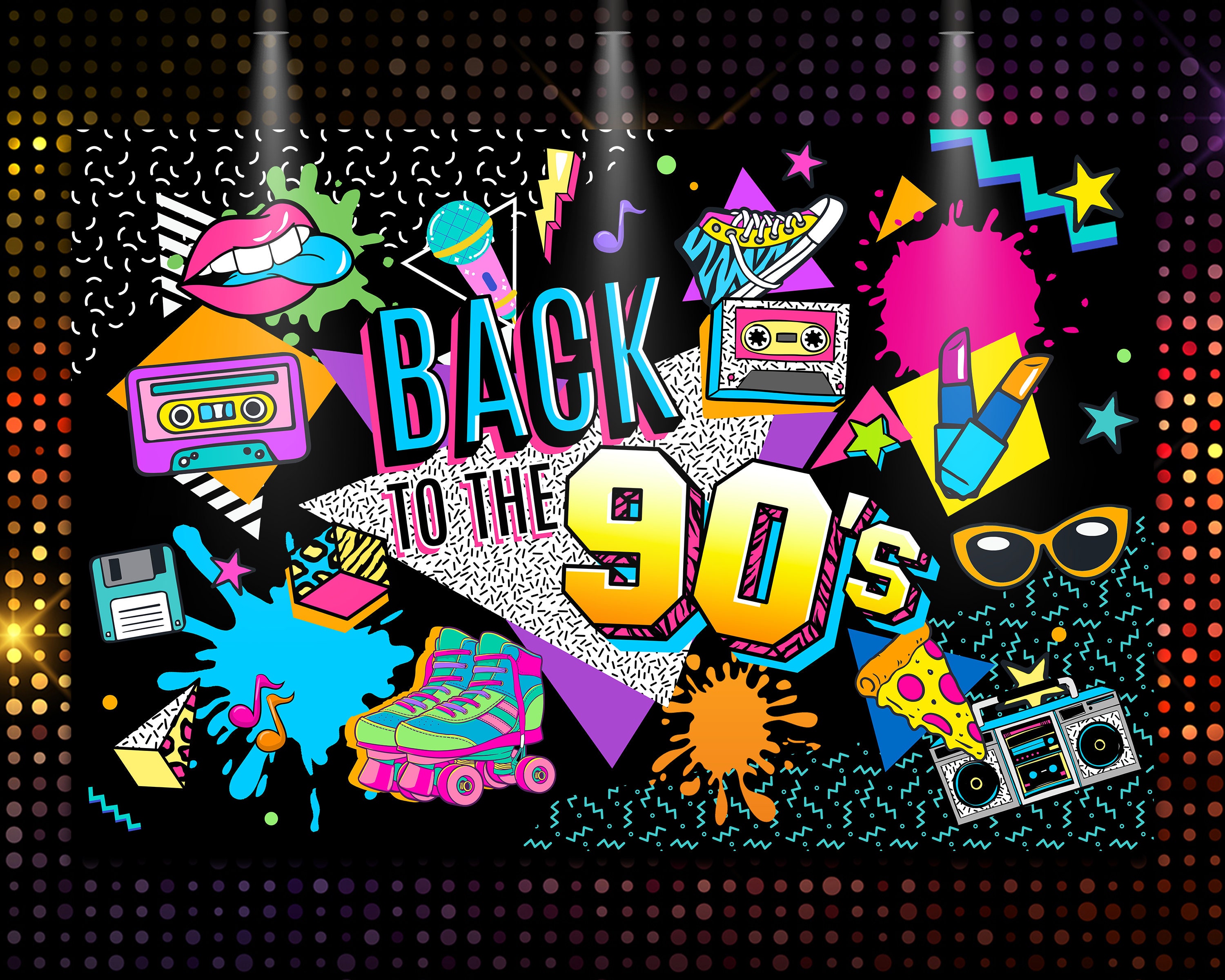 Back to the 90's Backdrop 90s Theme Party Decoration - Etsy UK