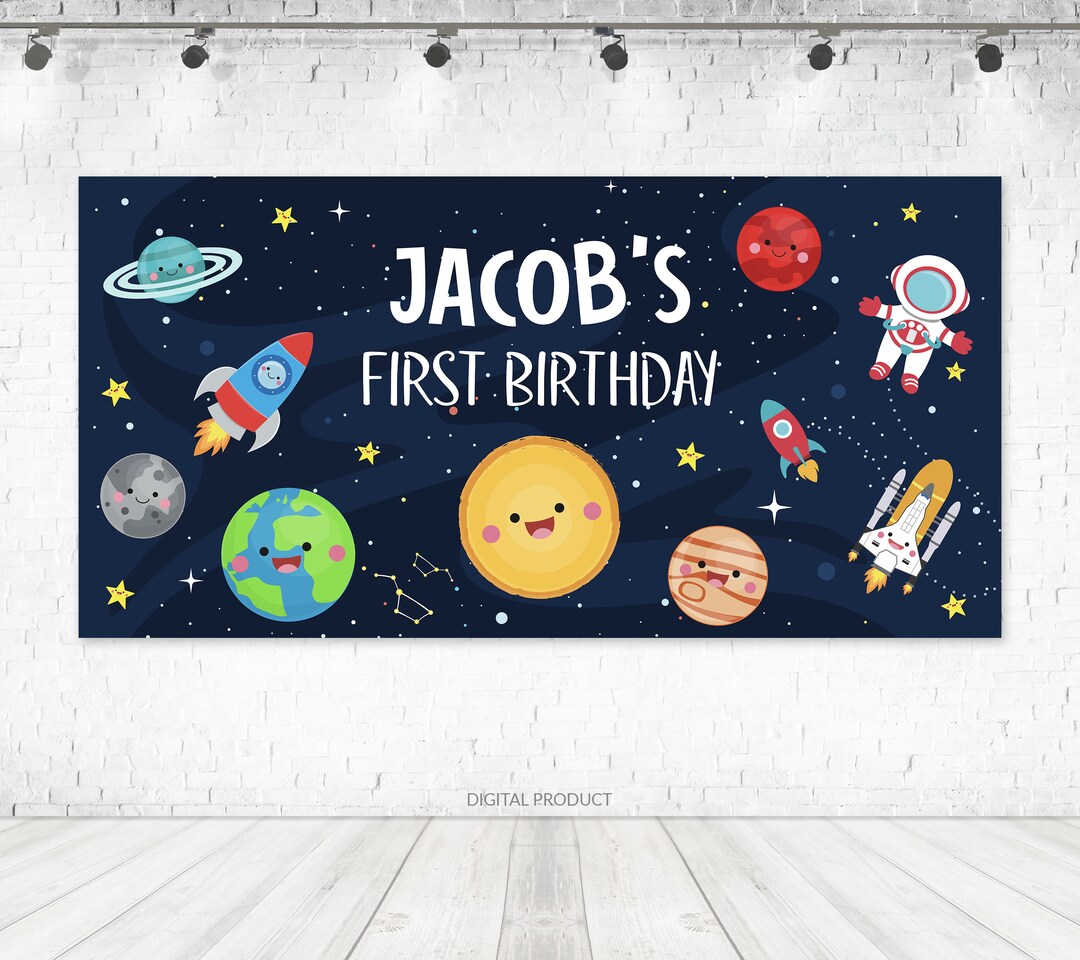 Space Banner, Outer Space Birthday Backdrop, Astronaut Birthday Party ...