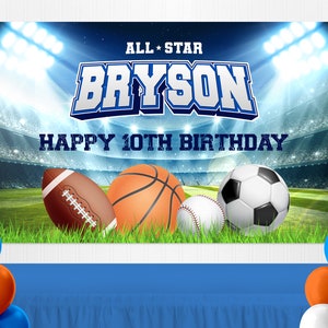 All Star Backdrop, Printable Sports Backdrop, Football Basketball ...