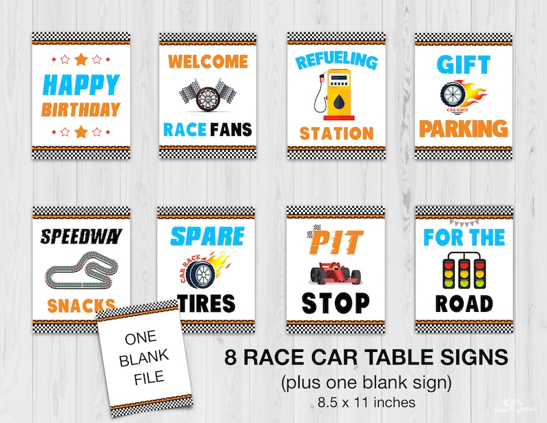 Race Car Table Signs Racing Birthday Party Supplies DIY - Etsy