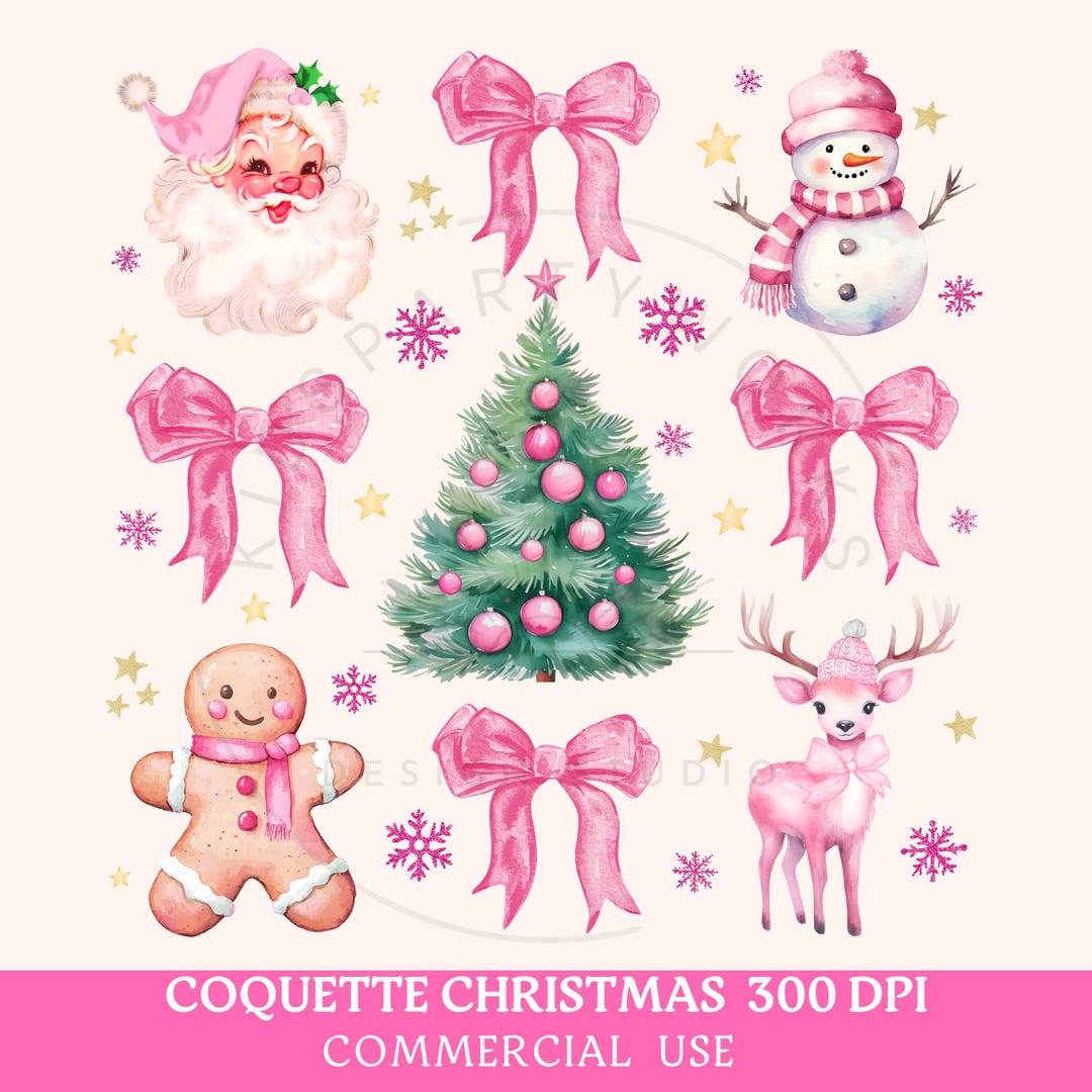 Coquette Bow PNG, Coquette Pink Bow Png, Pink Santa Png, Pink Christmas ...