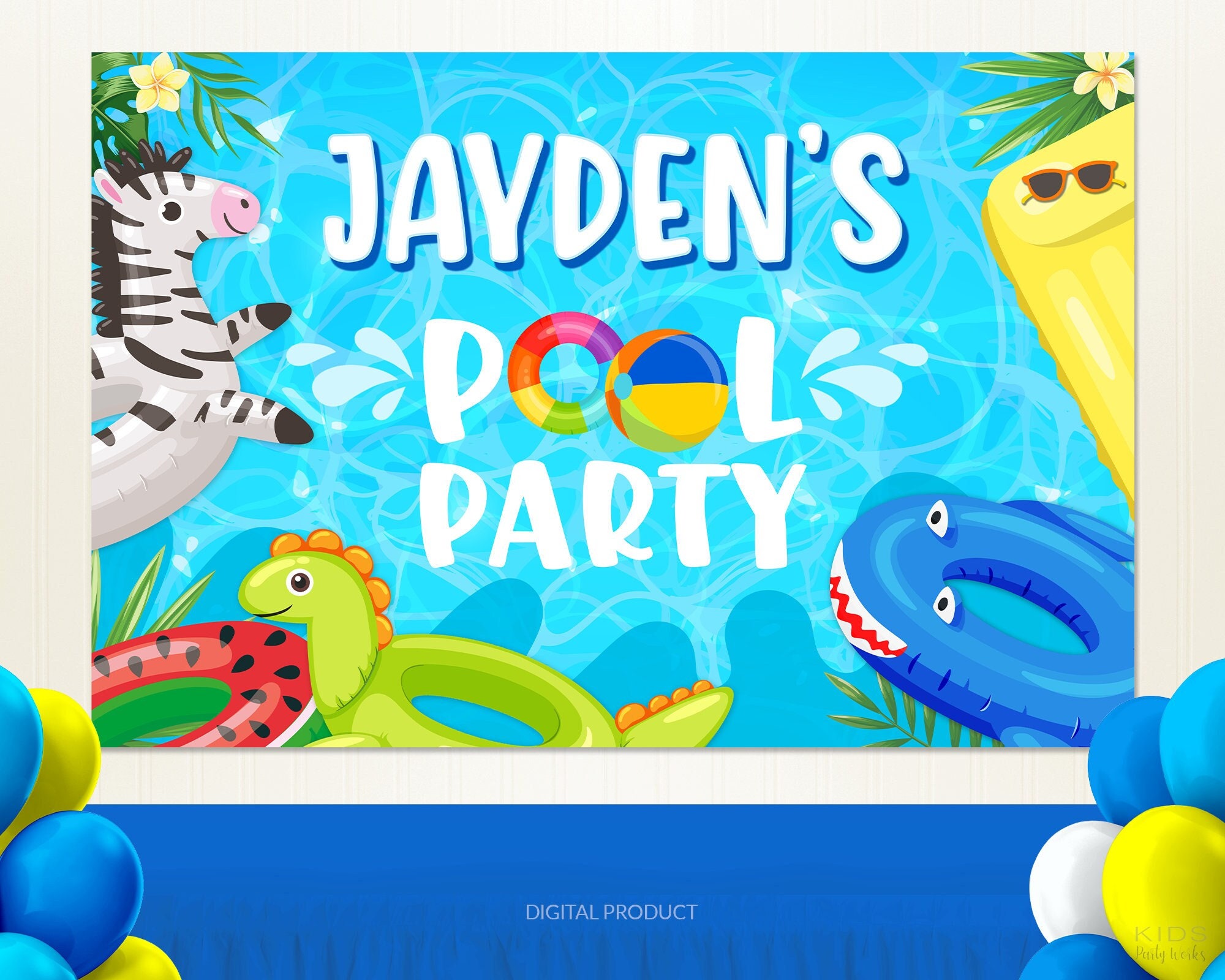 Pool Party Backdrop | Pool Party Decoration | Pool Birthday Party ...