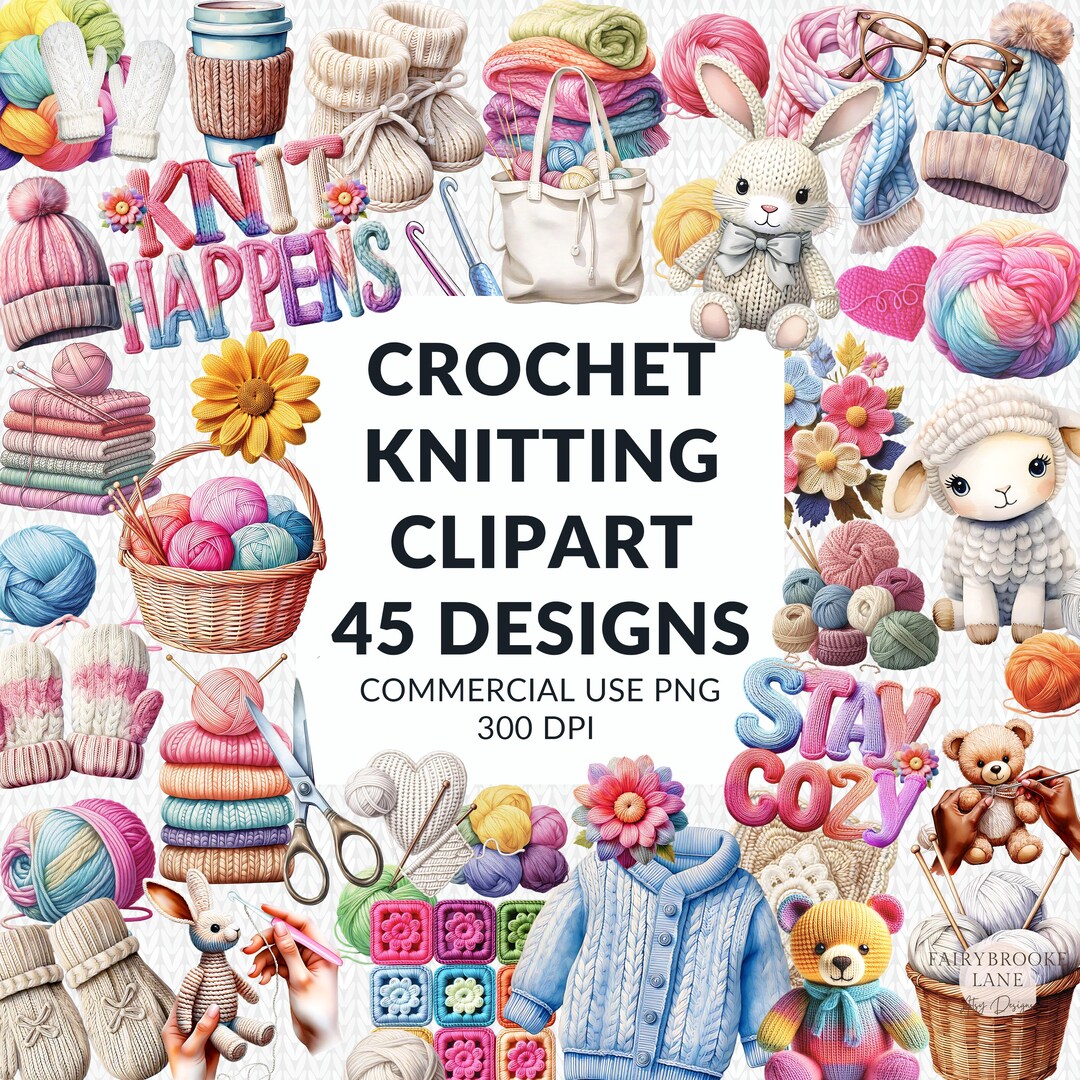 Crochet PNG, Crochet Clipart, Knitting Png, Knitting Clipart, Crochet ...