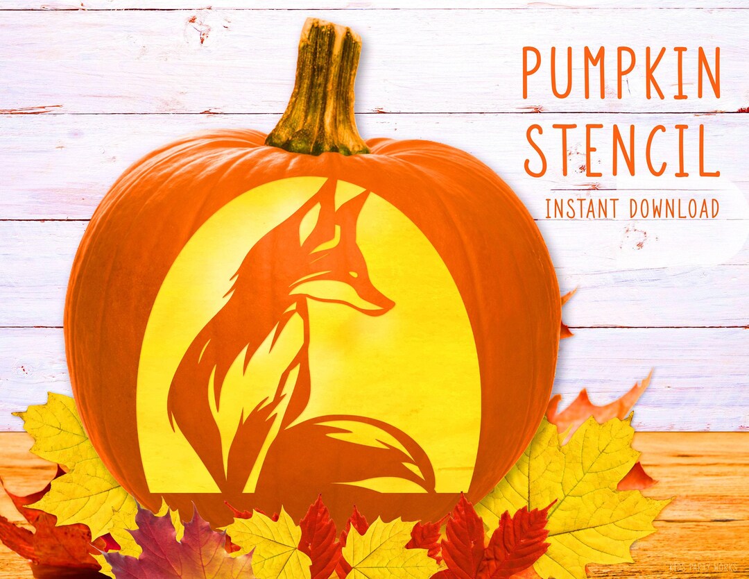 Fox Pumpkin Stencil, Fox Printable Stencil, Fox Pumpkin Carving ...