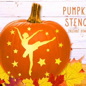 Ballerina Pumpkin Stencil, Ballet Dancer Printable Stencil, Jack O ...
