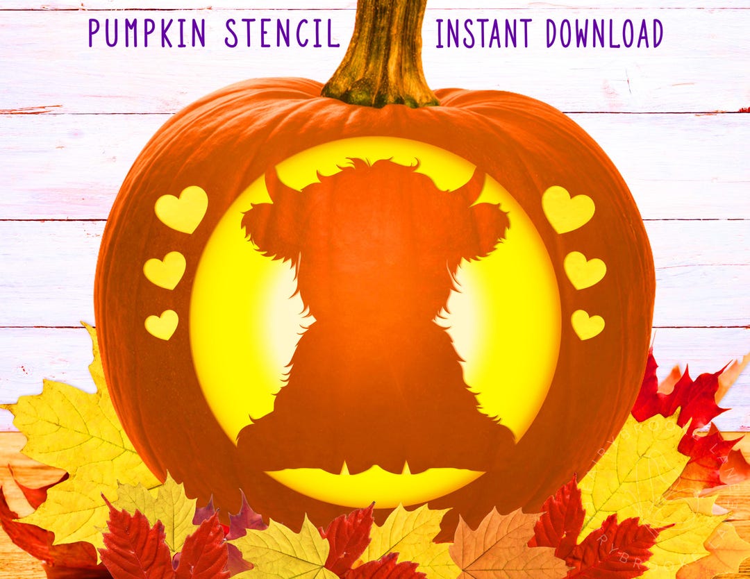 Highland Cow Pumpkin Stencil, Printable Pumpkin Stencil, Jack O ...