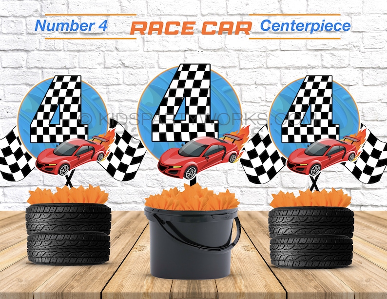 Race Car Centerpiece Number 4 Racing Birthday Race Car - Etsy