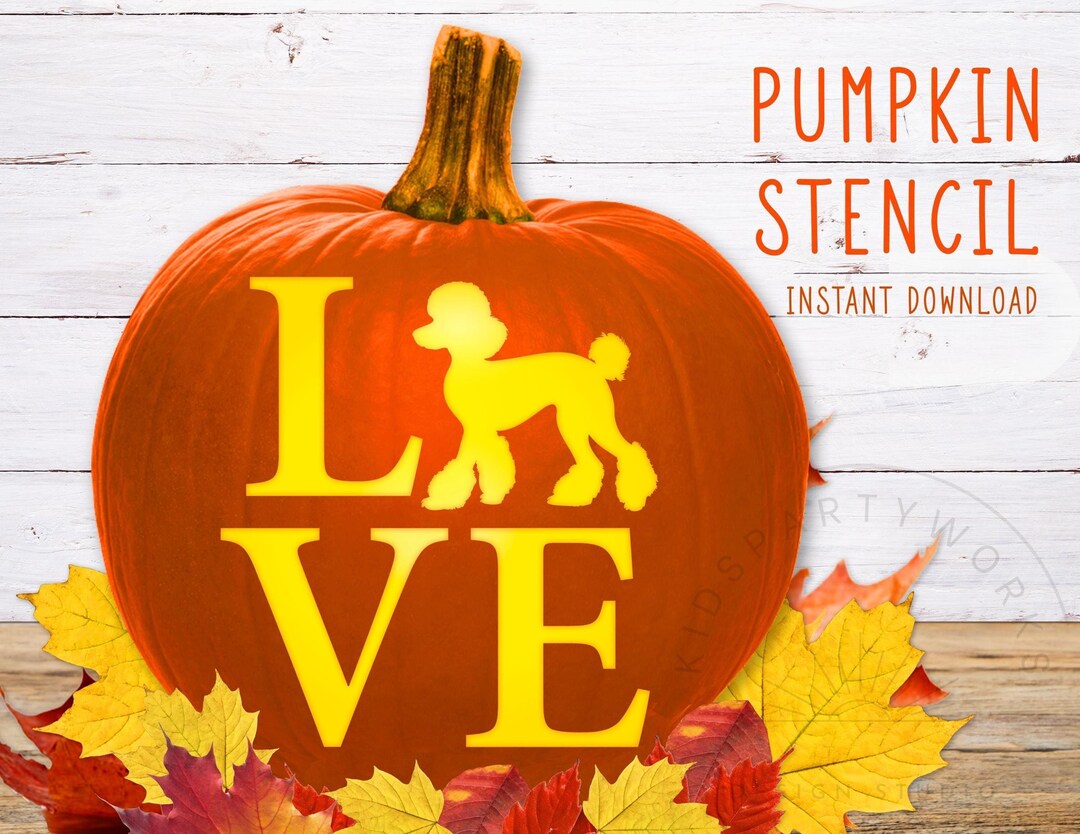 Poodle Pumpkin Stencil, Standard Miniature Dog Printable Stencil, Jack ...