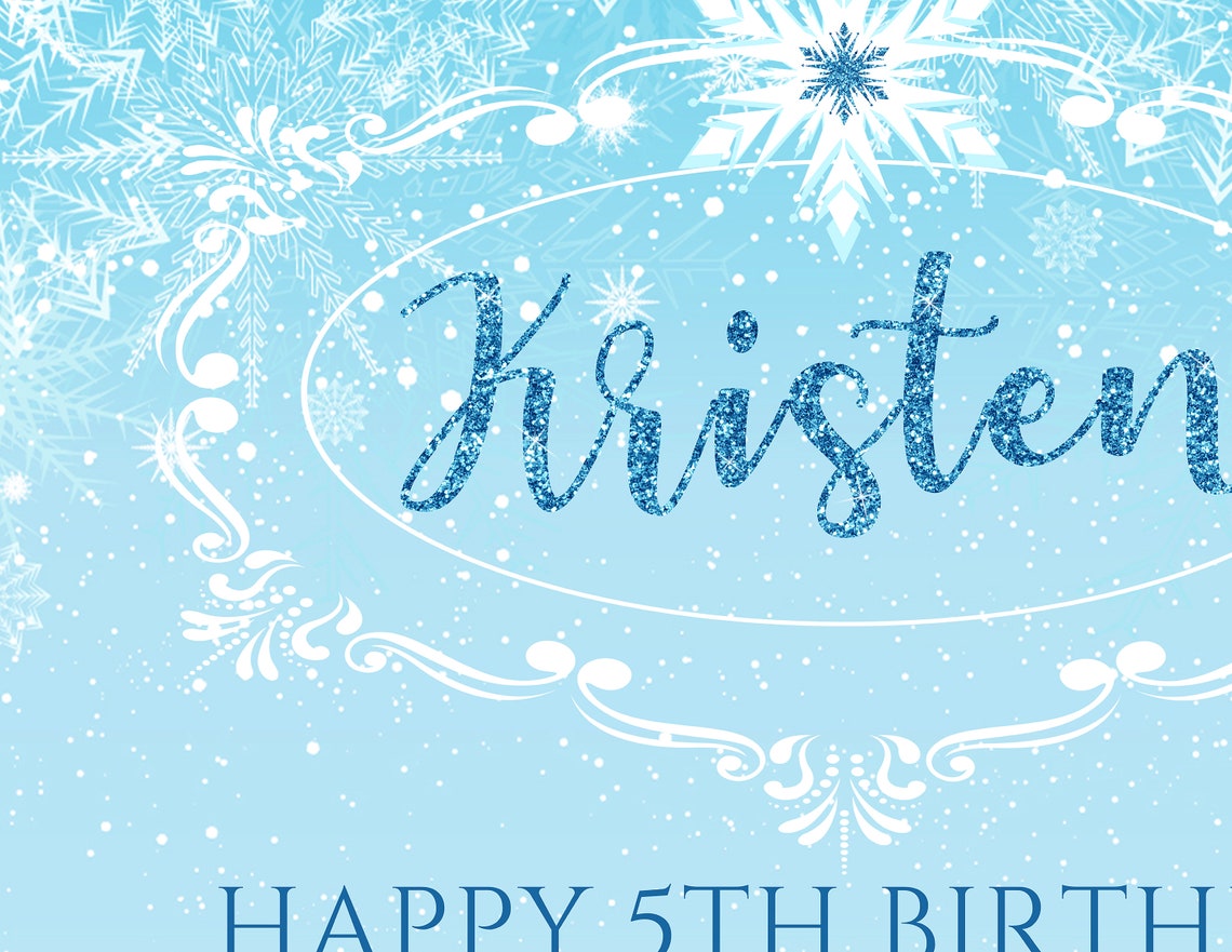 Frozen Ice Backdrop, Ice Princess Birthday, Snow Party Banner, Party ...