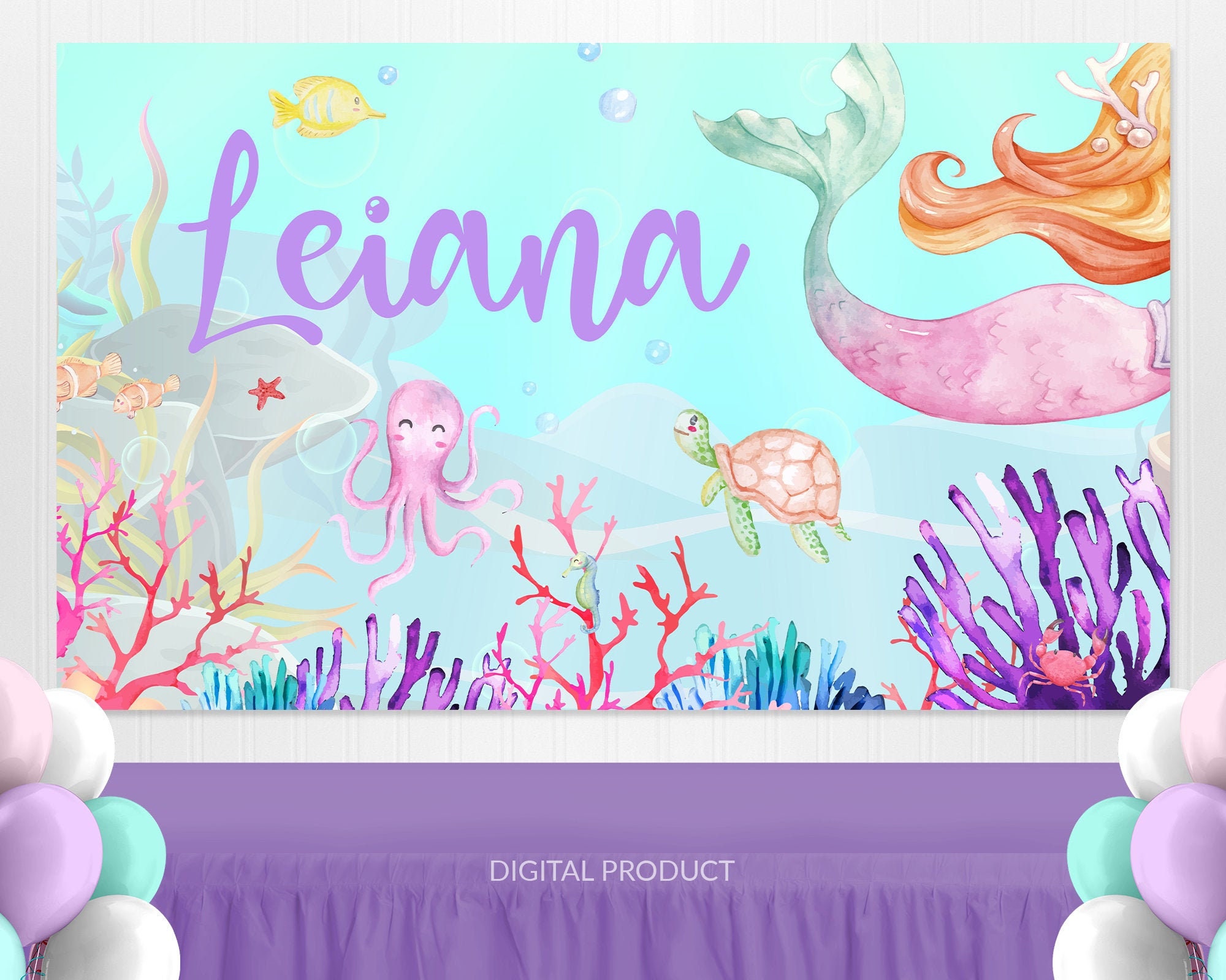 Mermaid Backdrop Mermaid Birthday Mermaid Party Mermaid - Etsy