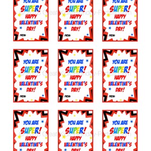 Valentine's Day Tags - Valentine's Tags - Valentine's Party - Superhero ...