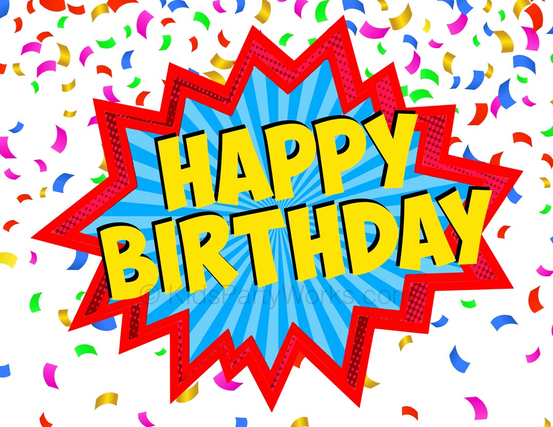 Superhero Happy Birthday Sign, Superhero Printables, Superhero Party ...
