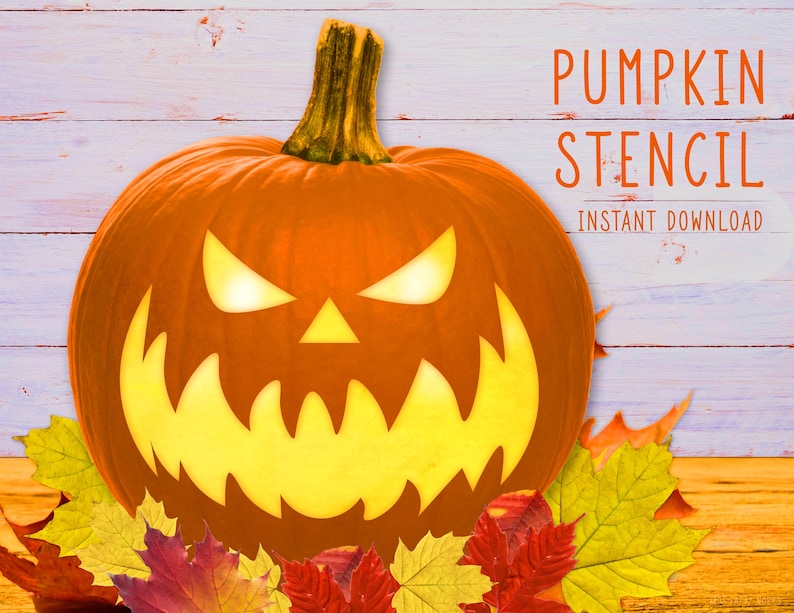 Pumpkin Face Stencil, Spooky Pumpkin Stencil, Printable Halloween ...