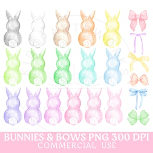 Bunny PNG, Coquette Easter, Watercolor Easter Bunny, Bunny Clipart ...